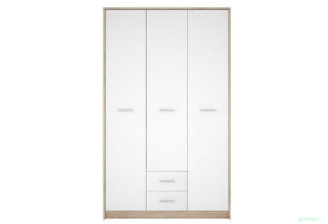 Шафа Гербор Непо 3 дверна з 2 шухлядами 119 см Дуб сонома Білий купити за ціною 7040 грн ДУБОК