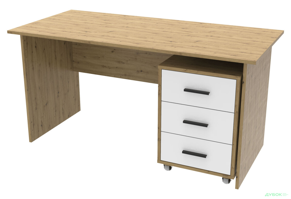 Стіл письмовий Doros Т3 120х60 см з тумбою на колесиках з 3 шухлядами